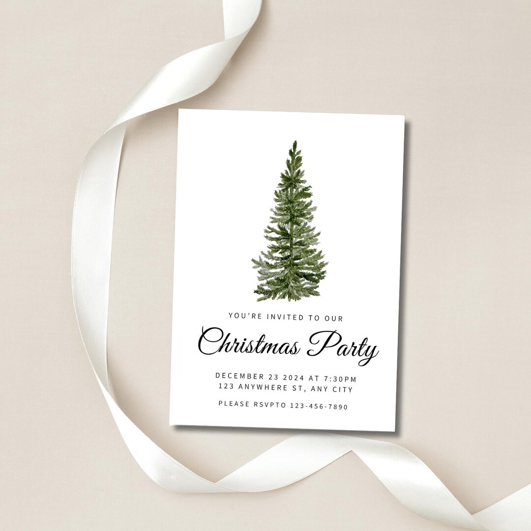 Minimalist Christmas Party Invitation Template With Modern Christmas ...