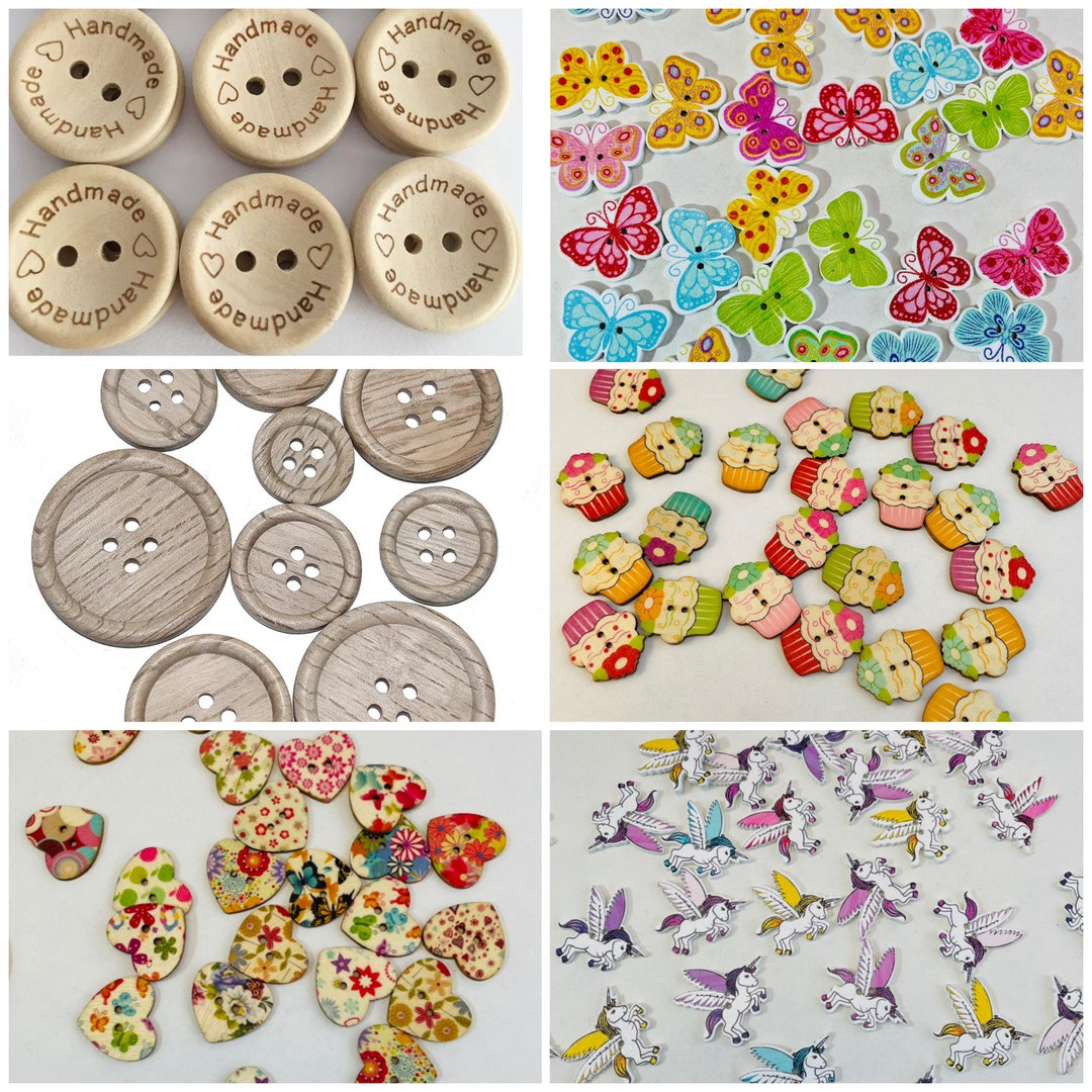 Vintage Style Wooden Buttons - Etsy