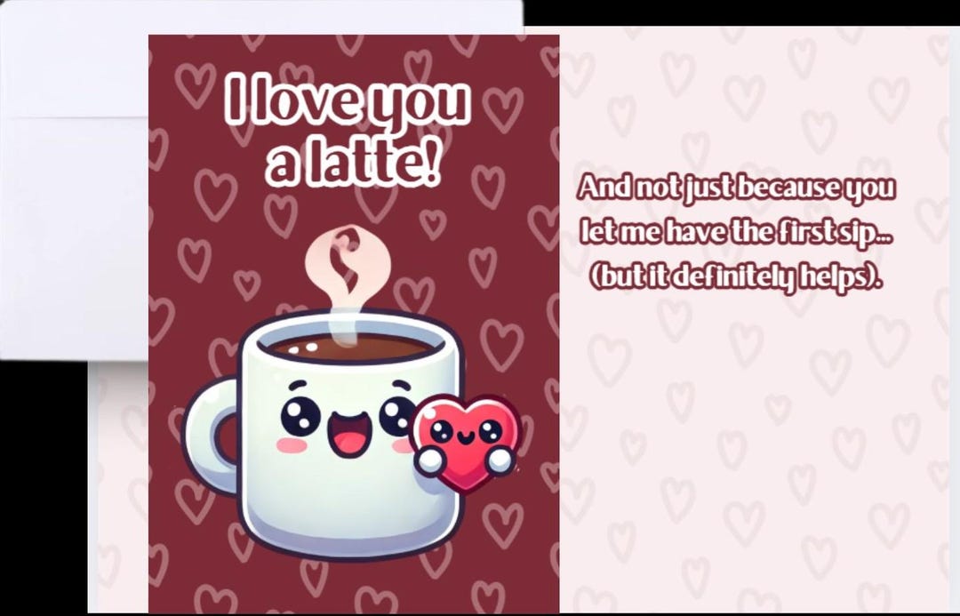 I Love You a Latte Valentine's Day Card - Etsy