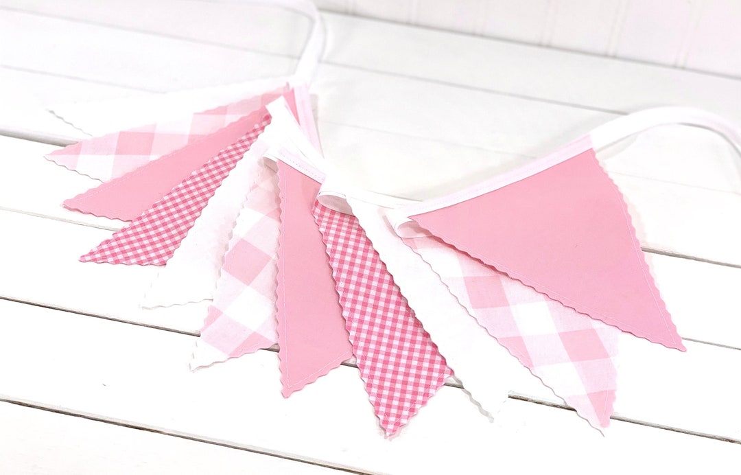 Pink Buffalo Plaid Garland Bunting Banner, Preppy Room Décor, College ...