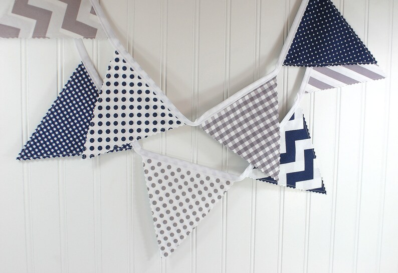 Bunting Banner Garland Party Decor Navy Blue and Gray - Etsy