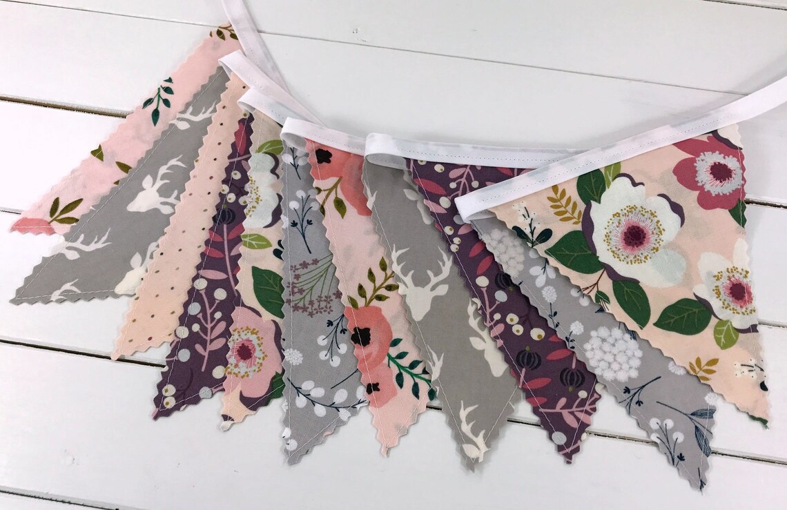 Boho Garland Banner Bunting Floral Garland Girl Woodland - Etsy