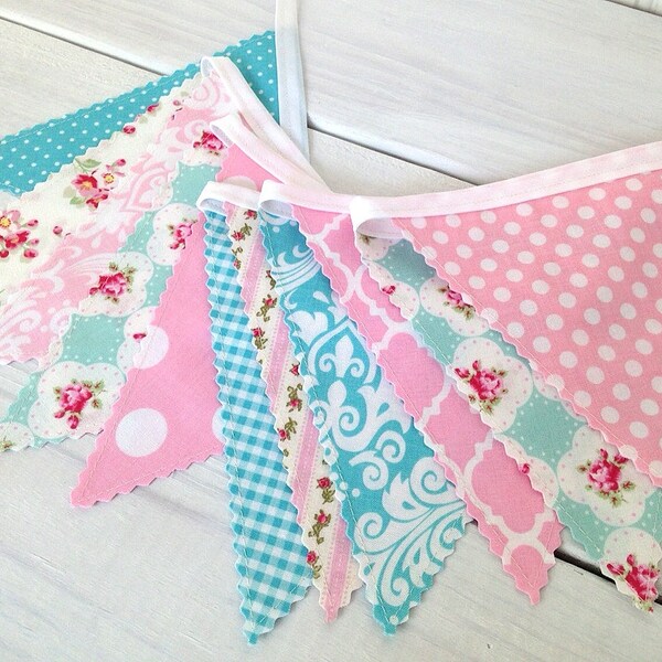 Pink Blue Bunting - Etsy