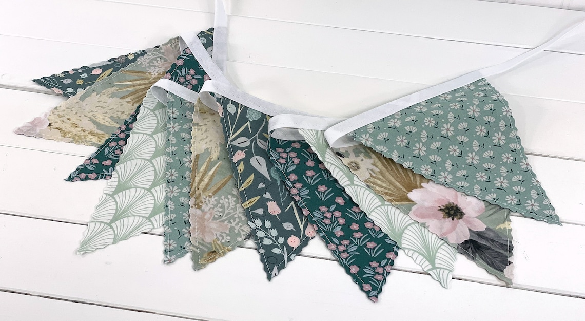 Sage Green Flower Garland Bunting Banner Cottagecore Baby - Etsy