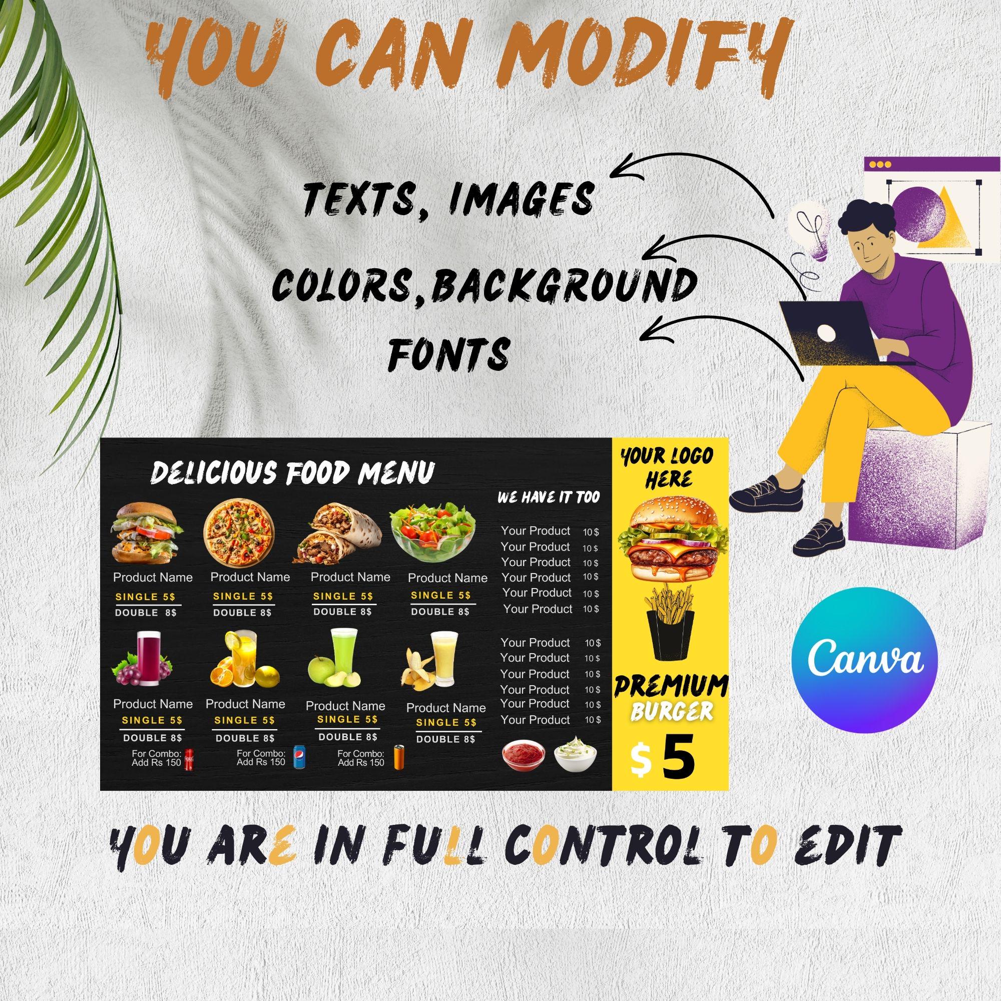 Digital Restaurant Menu Display, Modern Screen Menu Template ...