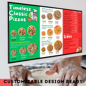 Personalized TV Pizza Menu Custom Digital Pizza Menu for Restaurants ...