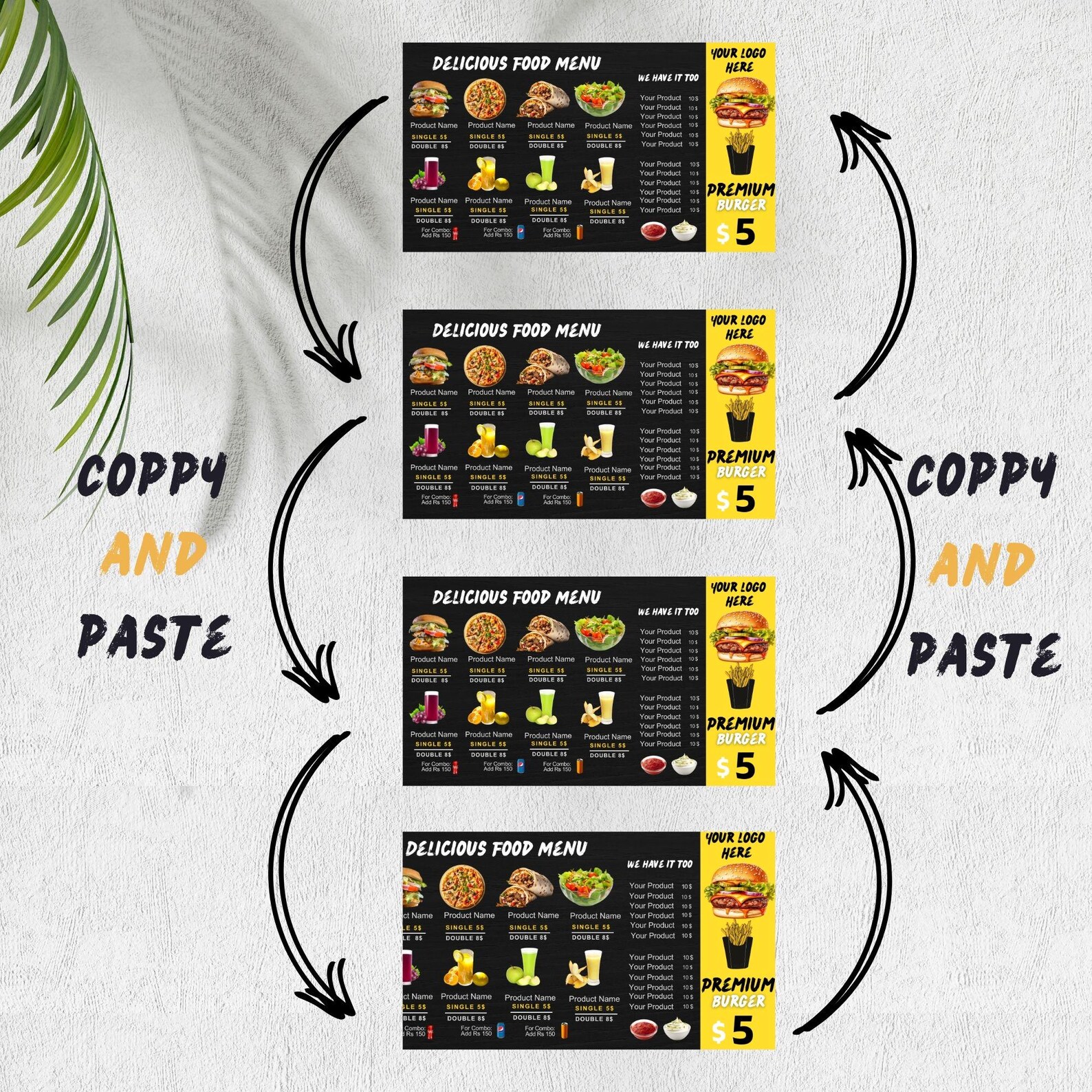 Digital Restaurant Menu Display, Modern Screen Menu Template ...