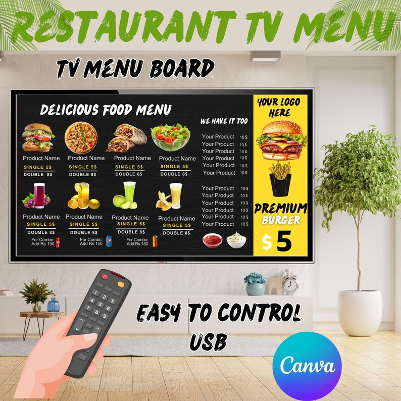 Digital Restaurant Menu Display, Modern Screen Menu Template ...