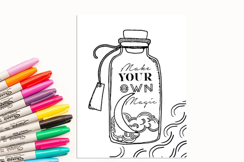 Make Your Own Magic Spell Jar Coloring Page Digital File - Etsy