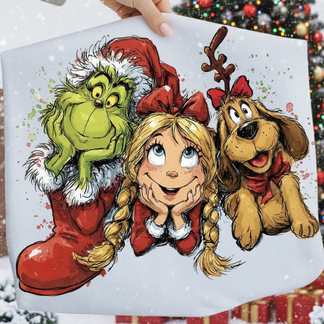 Retro Grinch Christmas PNG, Cindy Lou Who Clipart, Max Dog Sublimation ...