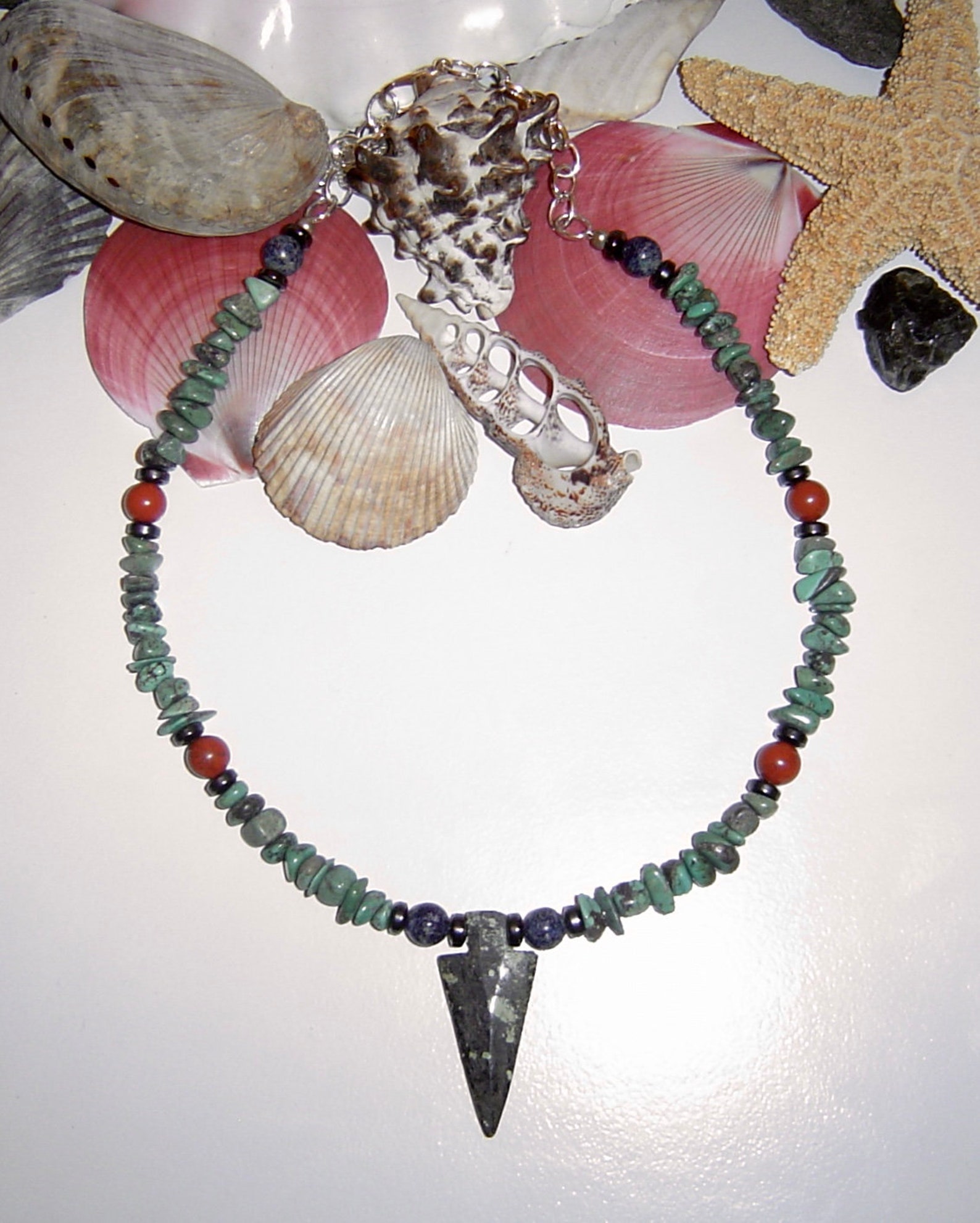 Apache Tear Arrowhead Necklace - Etsy