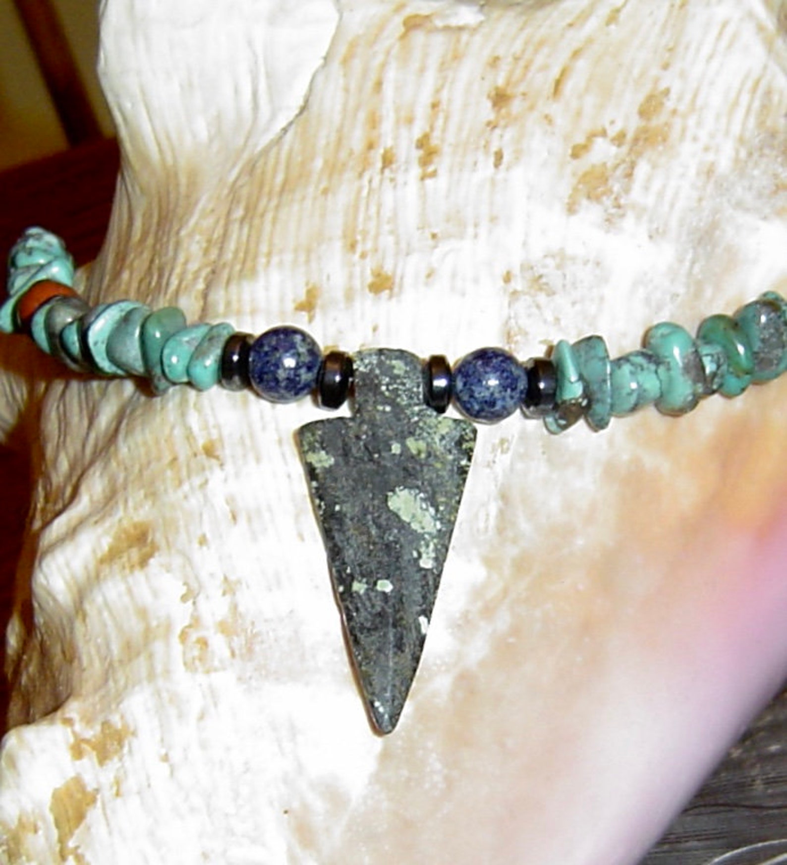 Apache Tear Arrowhead Necklace - Etsy