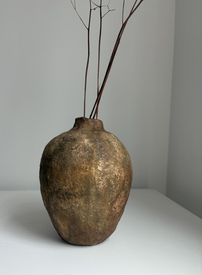 Handcrafted Paper Mache Vase, Rustic Nature-inspired Bottle Vase ...