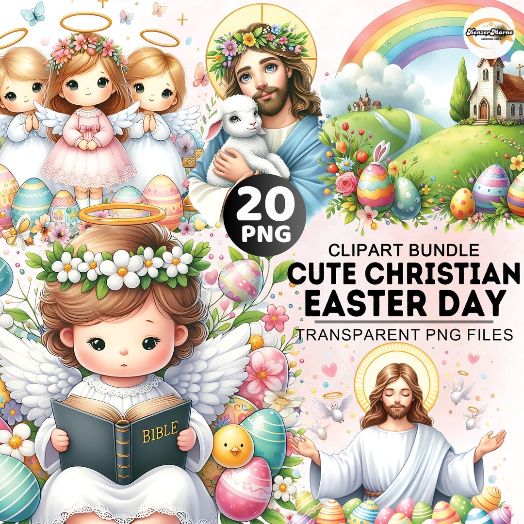 20+ Easter Jesus With Eggs Bundle Clipart PNG, Watercolor Cute ...