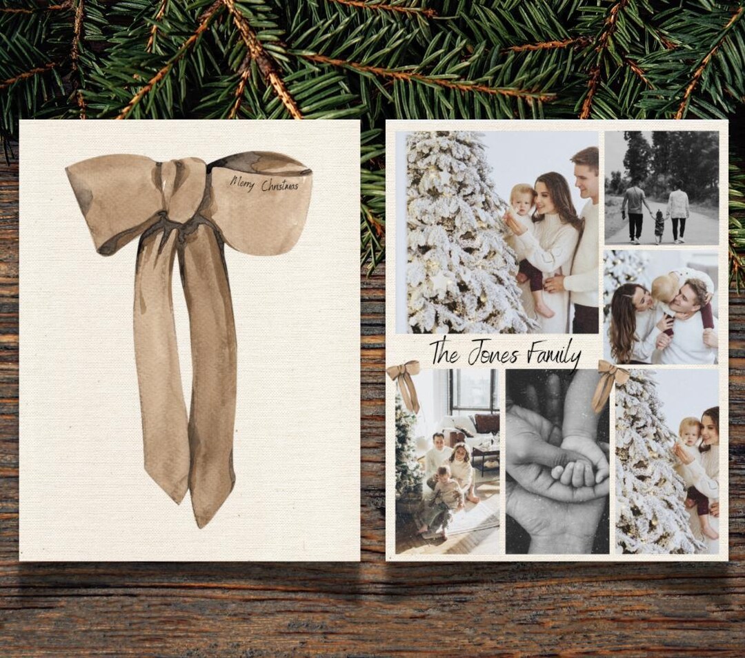 Holiday Card Template, Neutral Holiday Card, Delicate Christmas Card ...