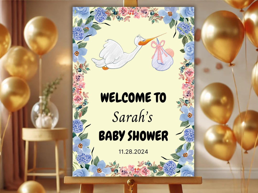 Baby Shower Welcome Sign Editable Gender Reveal Party Sign Printable ...
