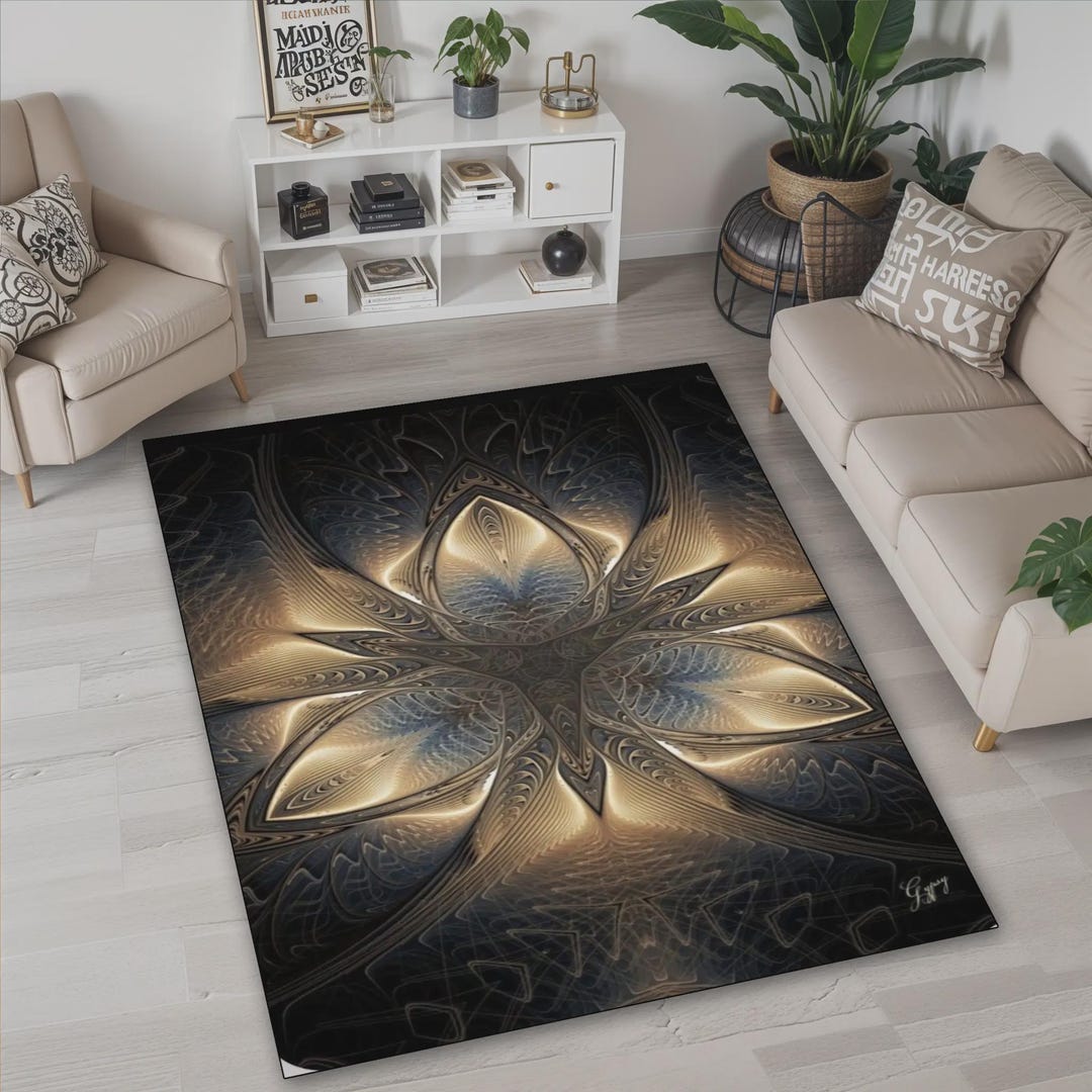 Lotus Flower Rug, Modern Home Decor Accent, Elegan Area Rug, Flower ...