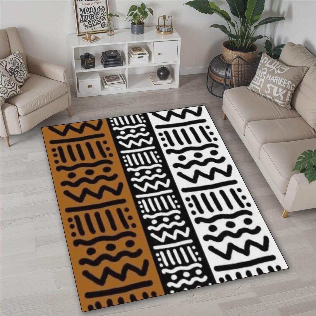 African Inspired Rug: Safari Ethnic Tribal Geometric Polyester Area Rug ...