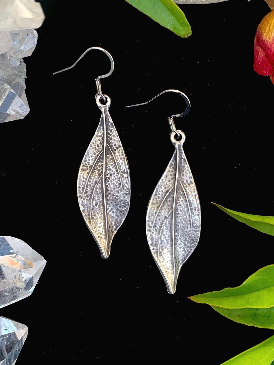 Greek Goddess Bay Laurel Leaf Earrings; Hypoallergenic; Antique Silver ...