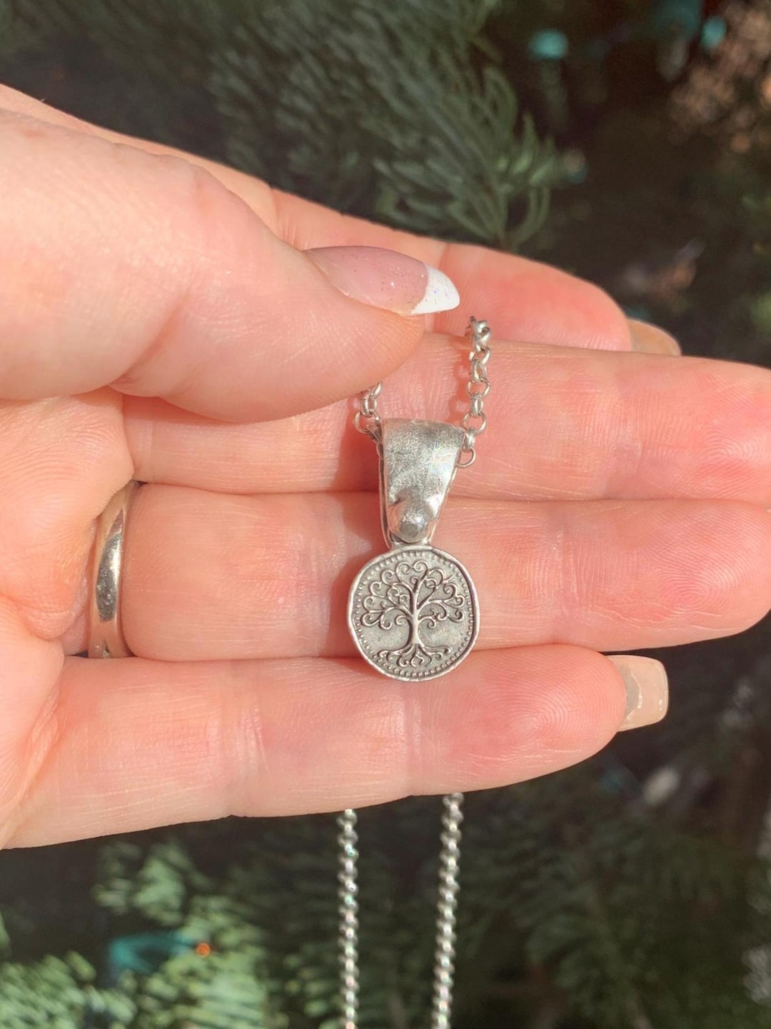 Handmade Antique Silver Tree of Life Pendant Necklace: Small Round - Etsy