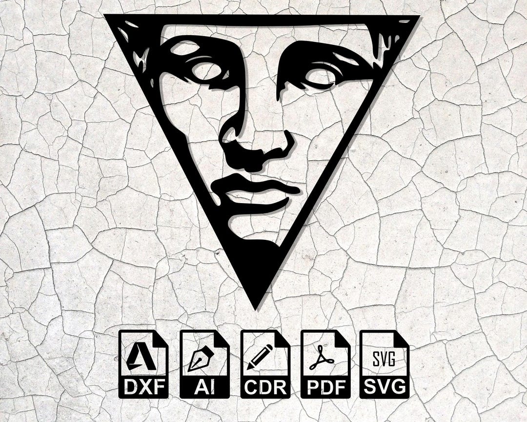 Triangle Face Wall Art SVG DXF Files | Laser Cut Silhouette Template ...