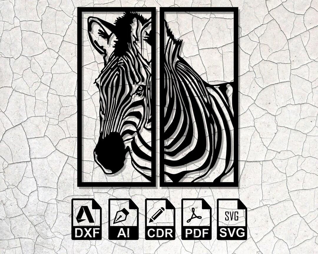 Zebra Wall Art SVG DXF Files | Laser Cut Silhouette Template | CNC ...