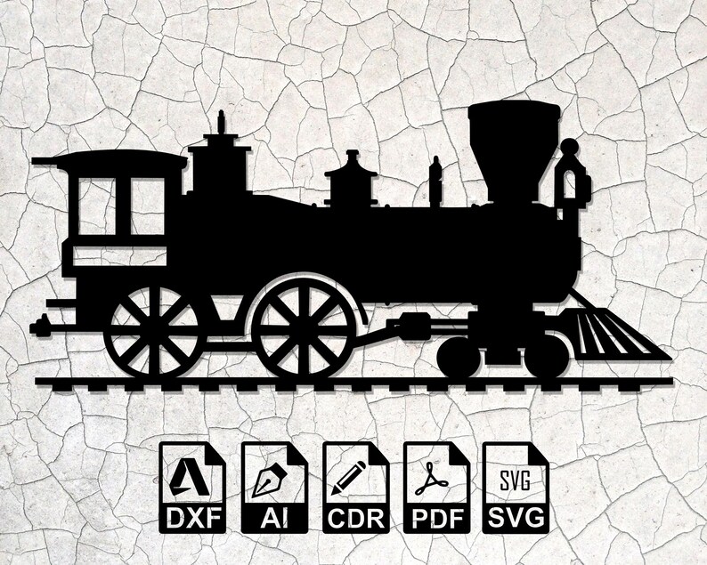 Steam Locomotive Wall Art SVG DXF Files | Laser Cut Silhouette Template ...