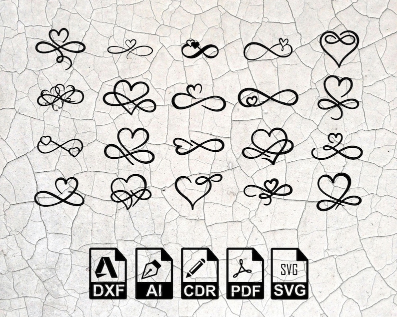 Infinity Heart Wall Art SVG DXF Files Laser Cut Silhouette Template CNC ...