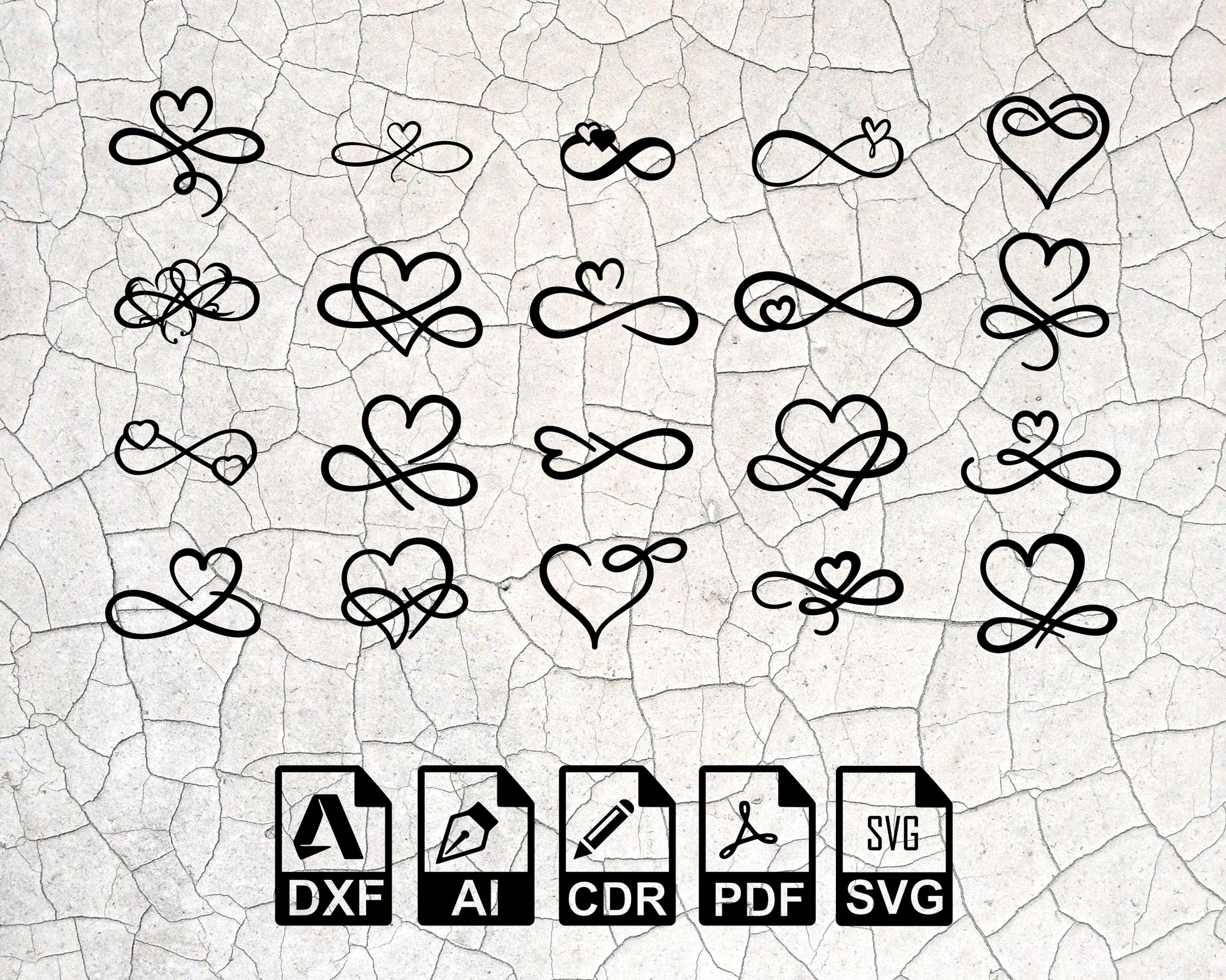 Infinity Heart Wall Art SVG DXF Files Laser Cut Silhouette Template CNC ...