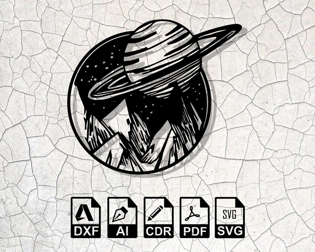 Space Mountain Saturn Wall Art SVG DXF Files | Laser Cut Silhouette ...