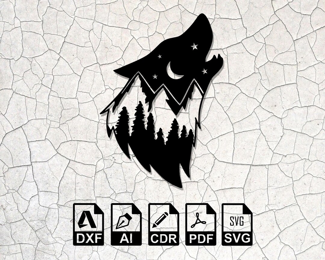 Howl Wolf Wall Art SVG DXF Files | Laser Cut Silhouette Template | CNC ...