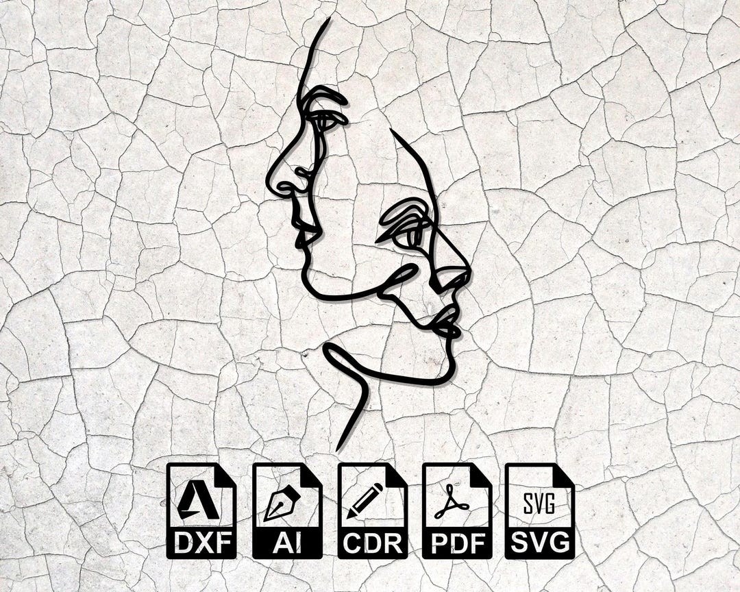 Two Face Wall Art SVG DXF Files | Laser Cut Silhouette Template | CNC Cutting, Engraving, Decal ...