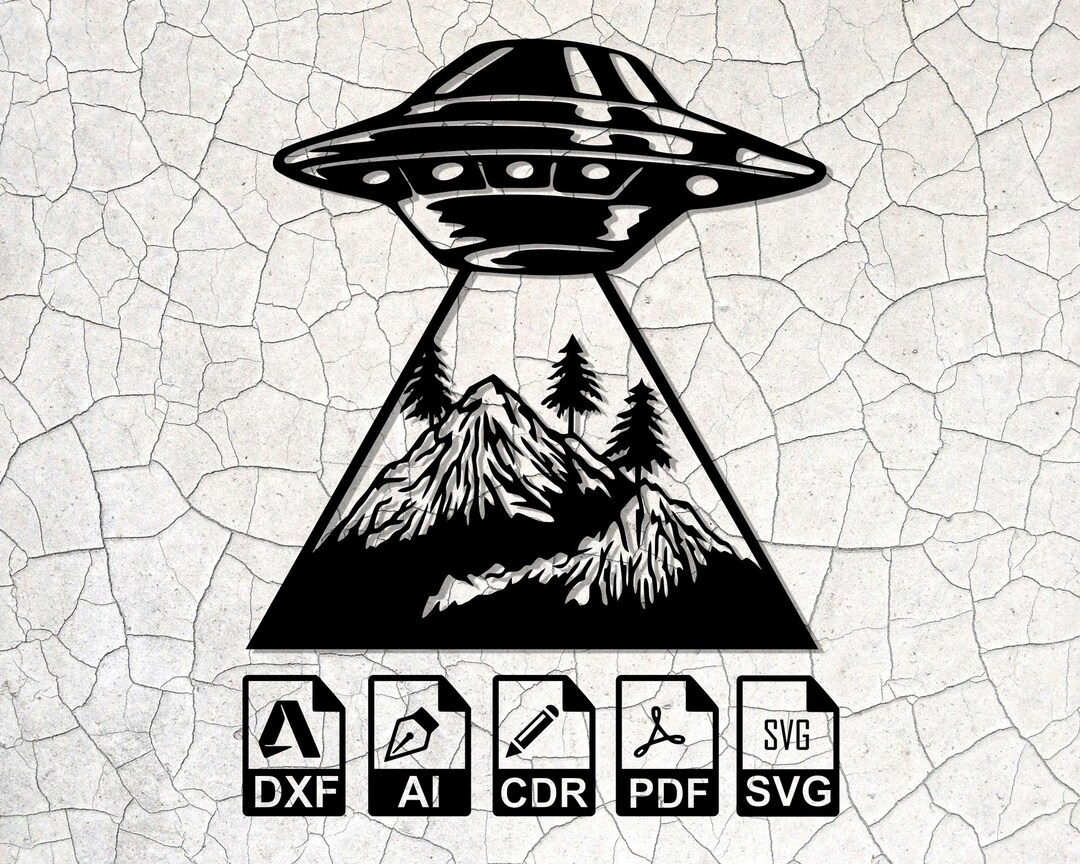 Ufo Wall Art SVG DXF Files | Laser Cut Silhouette Template | CNC ...