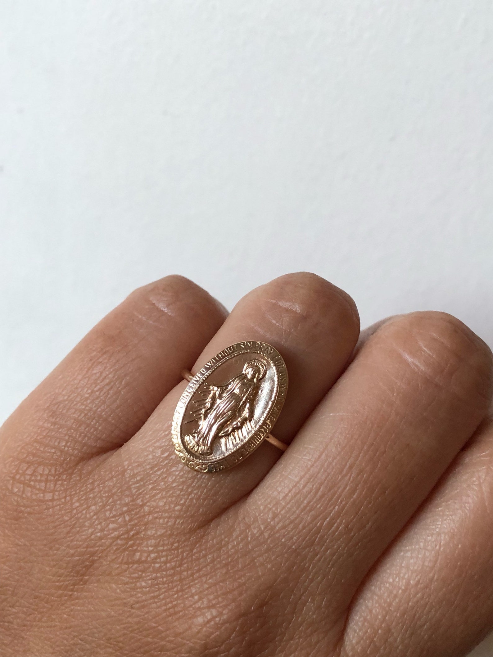 Large Miraculous Medal, Virgin Mary Ring, Miraculous Medal Charm ...