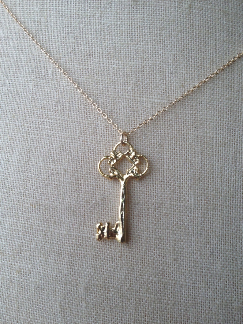 Skeleton Key Necklace Gold Key Key Necklace Key Charm - Etsy