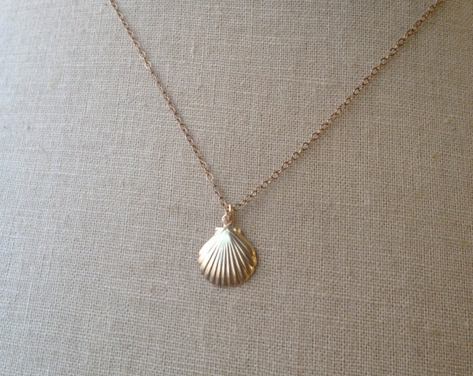 Gold Seashell Necklace, Tiny Seashell, Seashell Charm, Bridesmaid Gifts ...