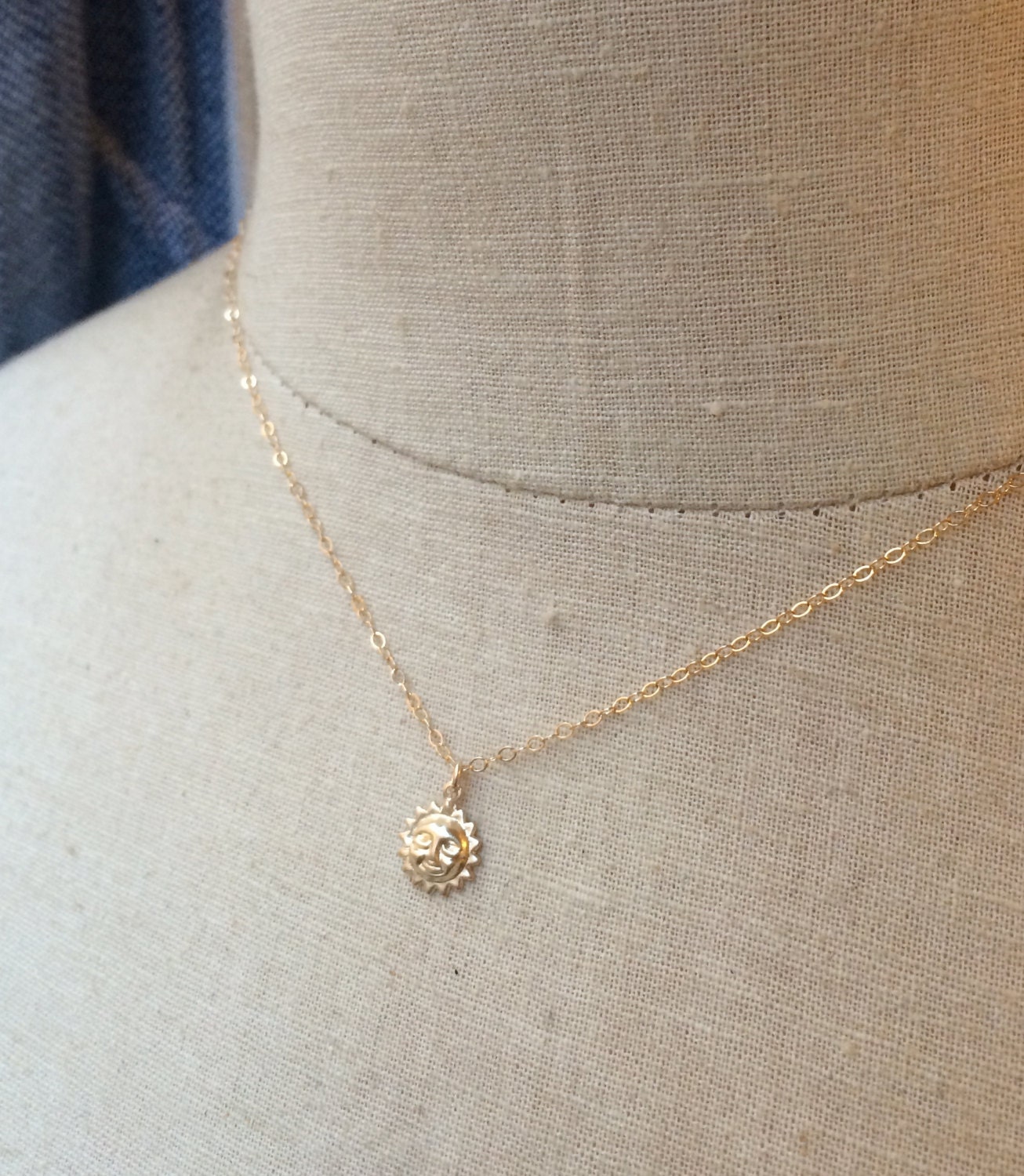 Sun Necklace Gold Sun Necklace Sun Face Necklace Sunny - Etsy