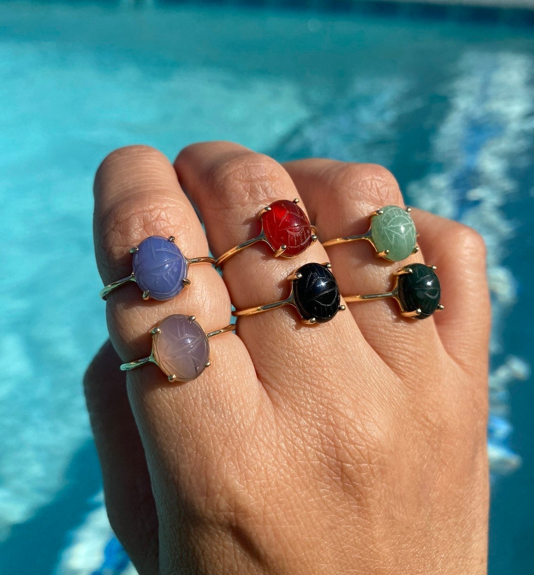 One of a Kind Scarab Ring, Scarab Beetle, Carved Scarab Stone, Scarab ...