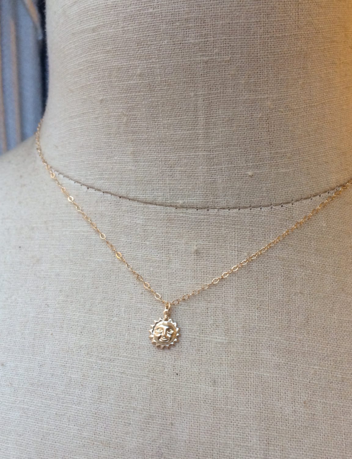 Sun Necklace Gold Sun Necklace Sun Face Necklace Sunny - Etsy