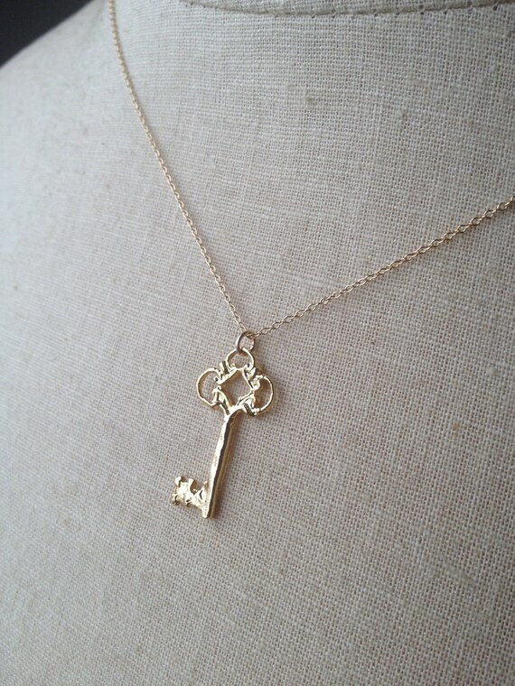 Skeleton Key Necklace Gold Key Key Necklace Key Charm - Etsy