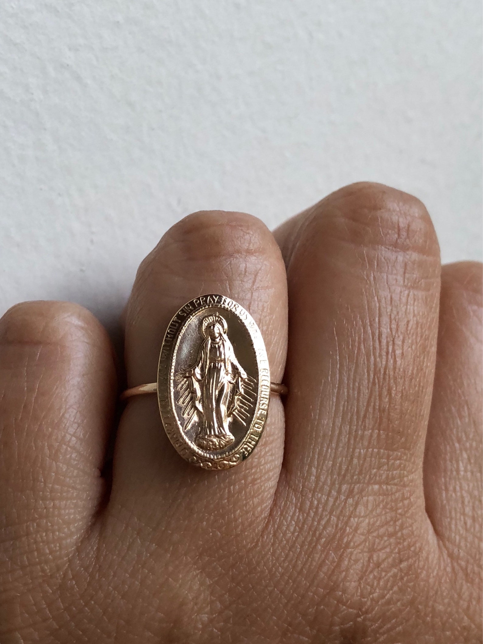 Large Miraculous Medal, Virgin Mary Ring, Miraculous Medal Charm ...