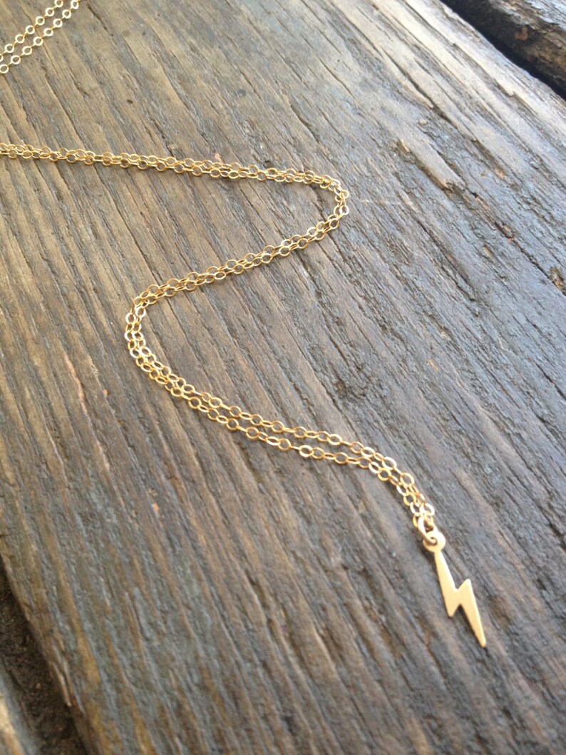 Gold Lightning Bolt Dainty Charm Layering Necklace - Etsy