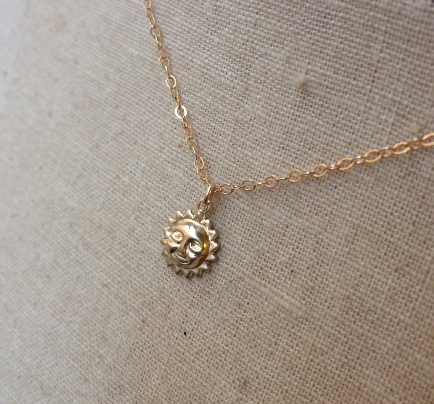 Sun Necklace Gold Sun Necklace Sun Face Necklace Sunny - Etsy