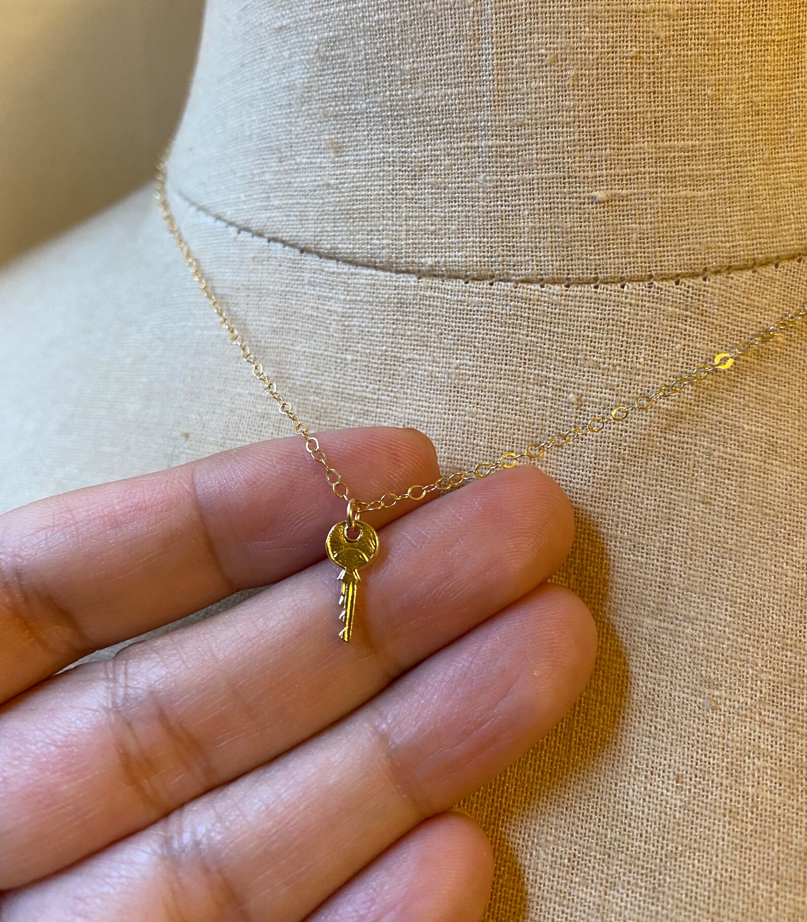 Little Golden Key Necklace Gold Key Key Necklace Skeleton - Etsy