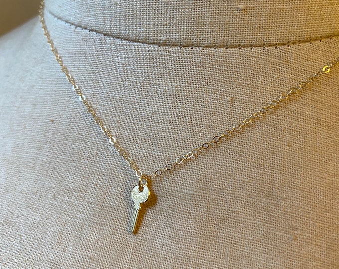 Little Golden Key Necklace, Gold Key, Key Necklace, Skeleton Key ...