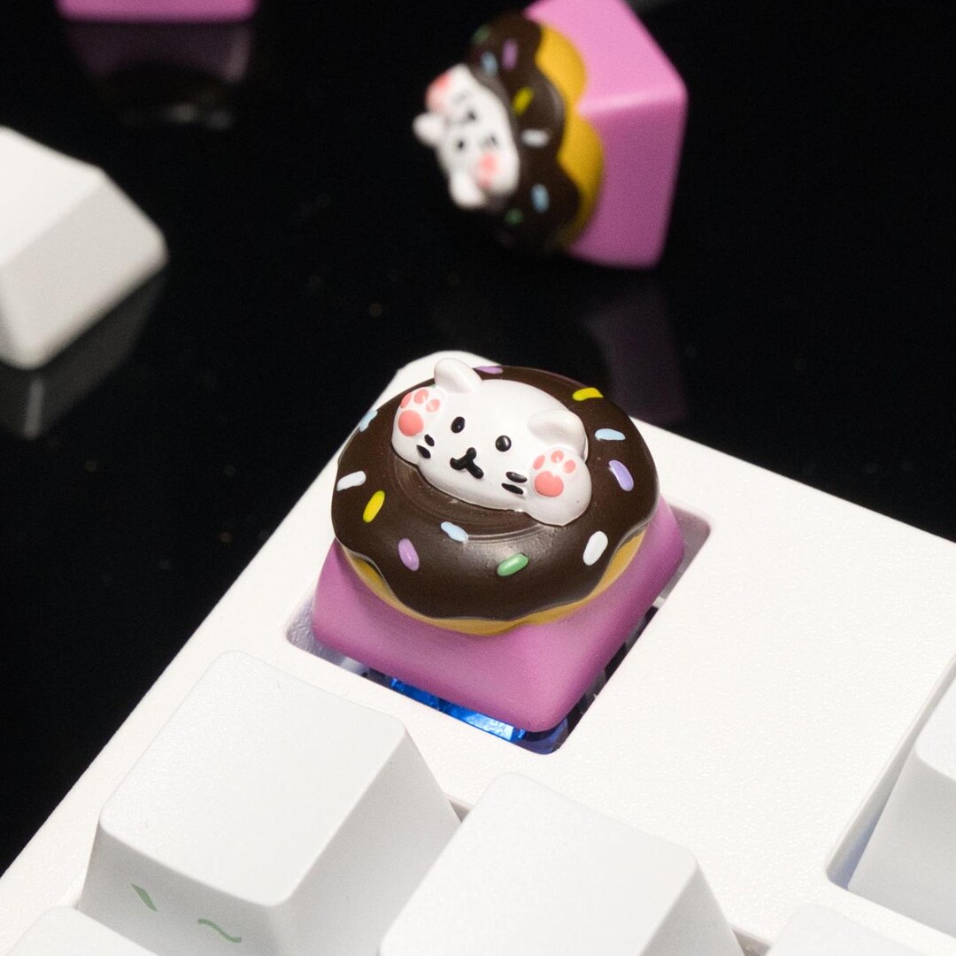 Donut Cat - Kawaii Cute Artisan Keycaps, Custom Handmade Keycaps for ...