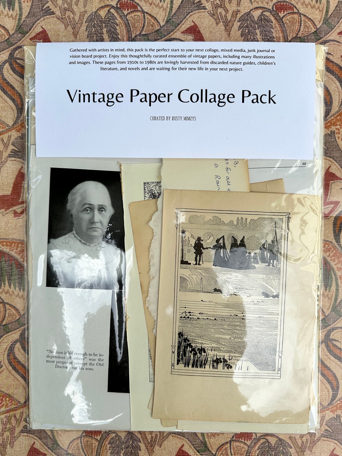 Vintage Paper Collage Pack | Large 9x12 Inch Curated Bundle for Collage ...