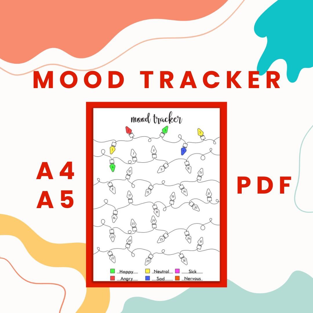 Mood Tracker Monthly Mood Tracker Printable: Holiday Lights Digital ...