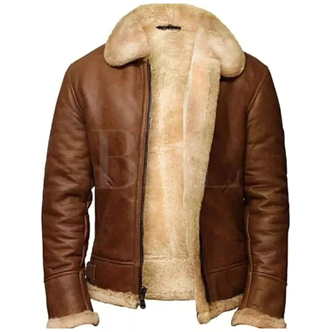 Men's RAF Aviator Real Leather Jacket Coat Bomber B3 Sheep Skin Pilot ...