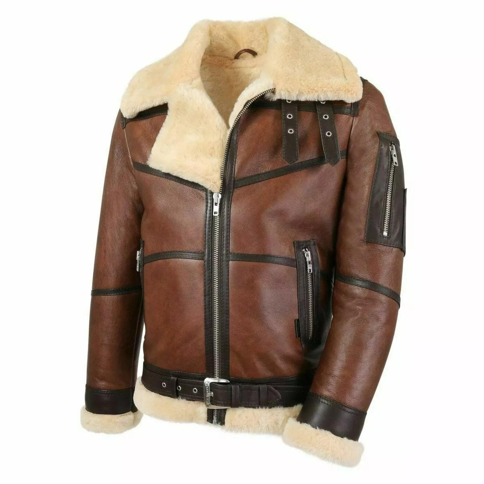 New Handmade Stylish Sheepskin Mens Bomber Jacket B16 Winter Jacket ...